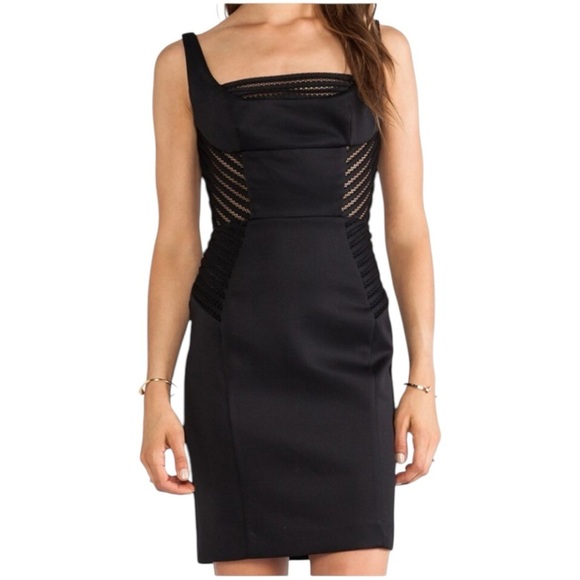 Milly | Dresses | Milly Perforated Cut Out Panel Bodycon Dress Black 2 ...